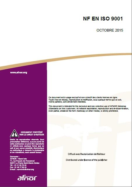 Norme internationale ISO 9001 2015 exigences